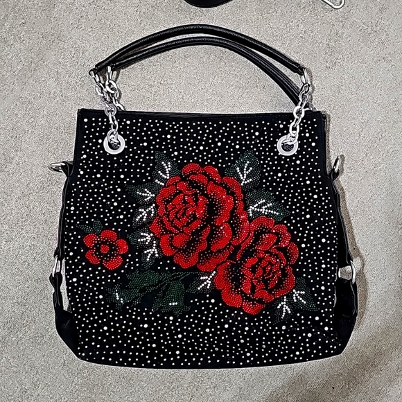 Bags | Rhinestone Roses Embellished Purse | Poshmark